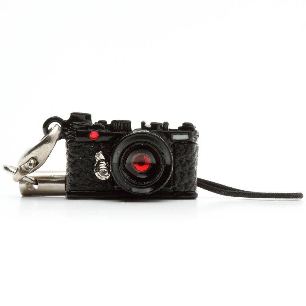 Miniature camera charm Range finder type Black with Swarovski made in ...